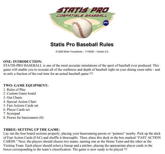 BJB - Statis Pro Baseball Game Parts + FAC, PDF ONLY - CUSTOM BEST ON ...