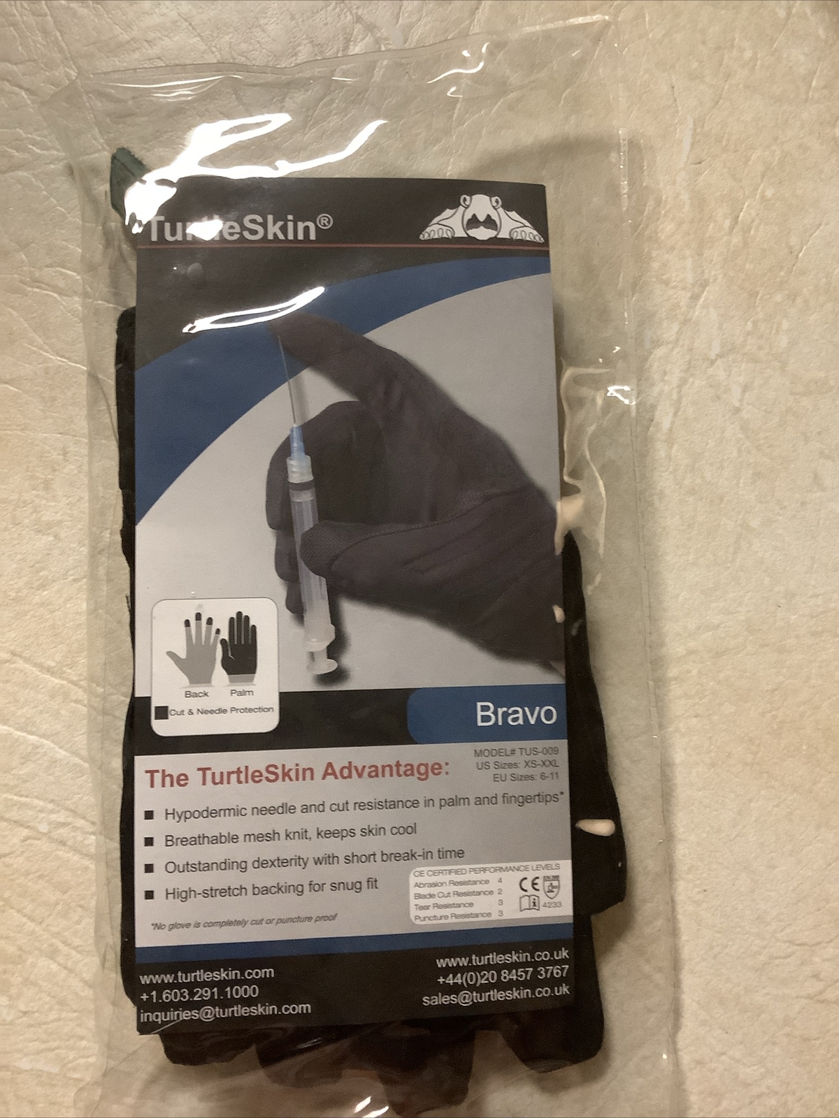 Turtleskin Bravo Gloves Large TUS-009 Needle Cut Resistant Palm ...