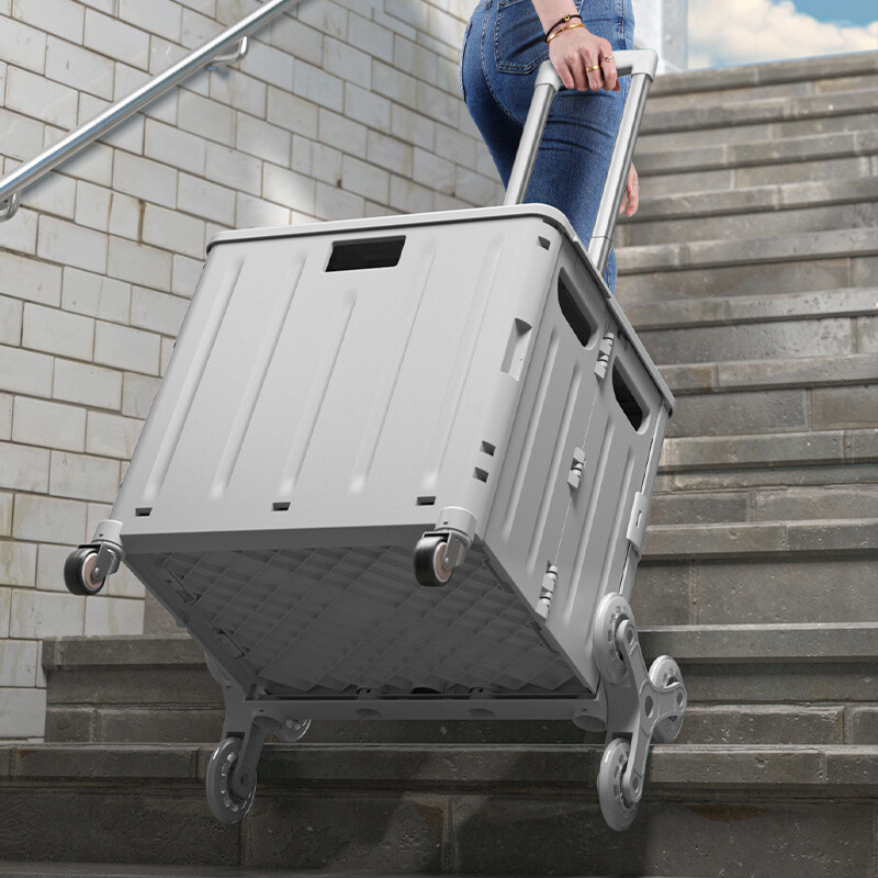 Foldable Trolley Crate Boot Cart Mobile Shopping Camping Picnic Storage ...