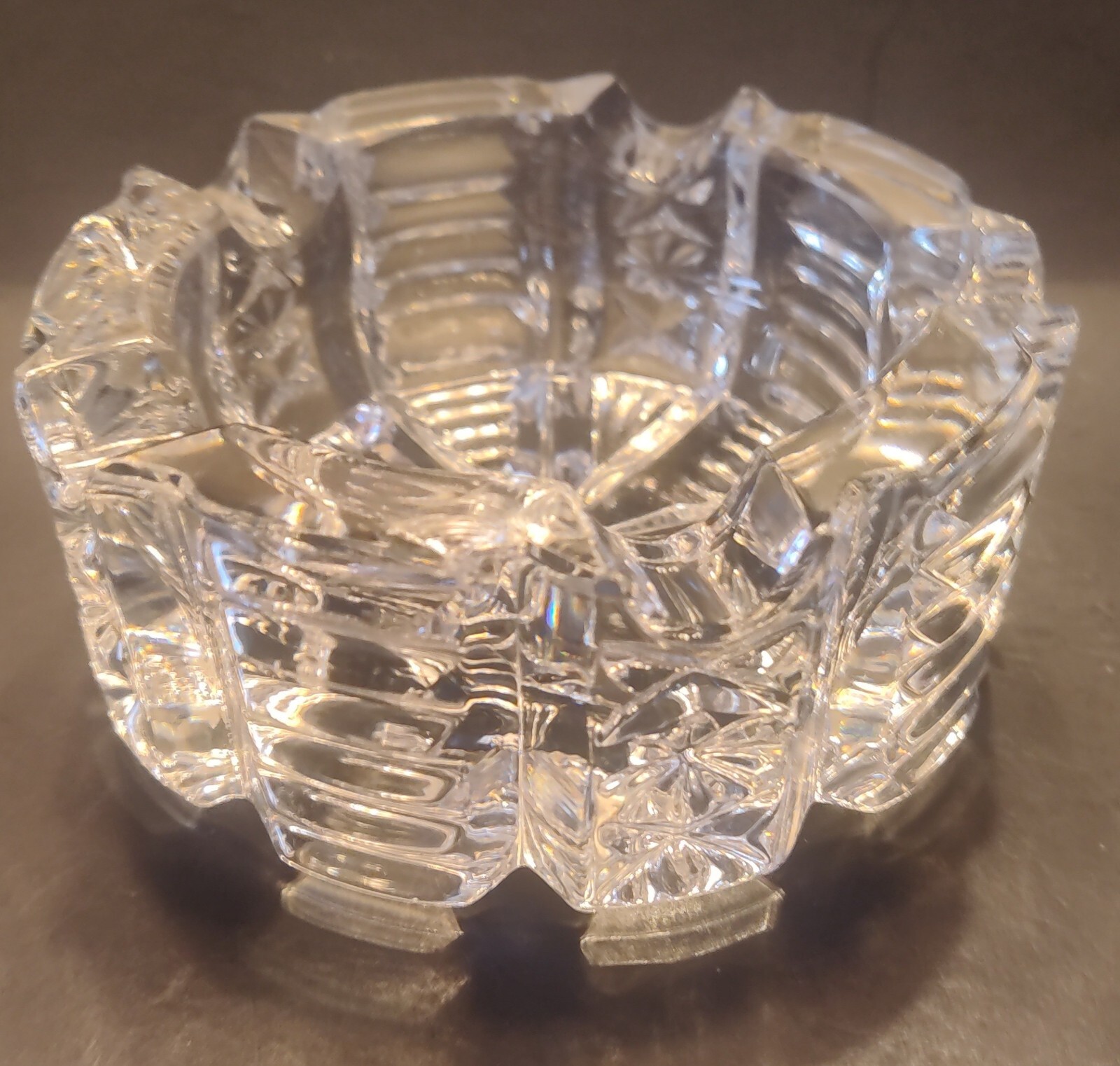 Vintage Multifaceted Deep Cut 4" Heavy Glass Trinket Tray Ashtray (HH14 ...