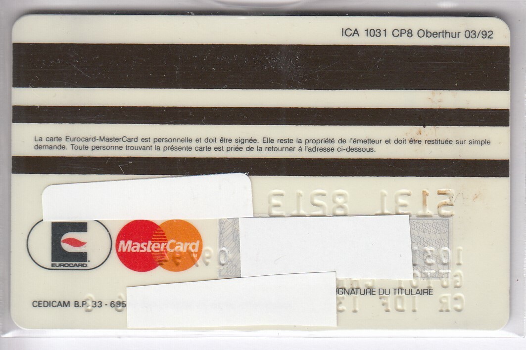 CARTE / CARD BANQUE BANK CREDIT .. ANCIENNE OLD CB PERIMEE CP8 BULL 94 ...