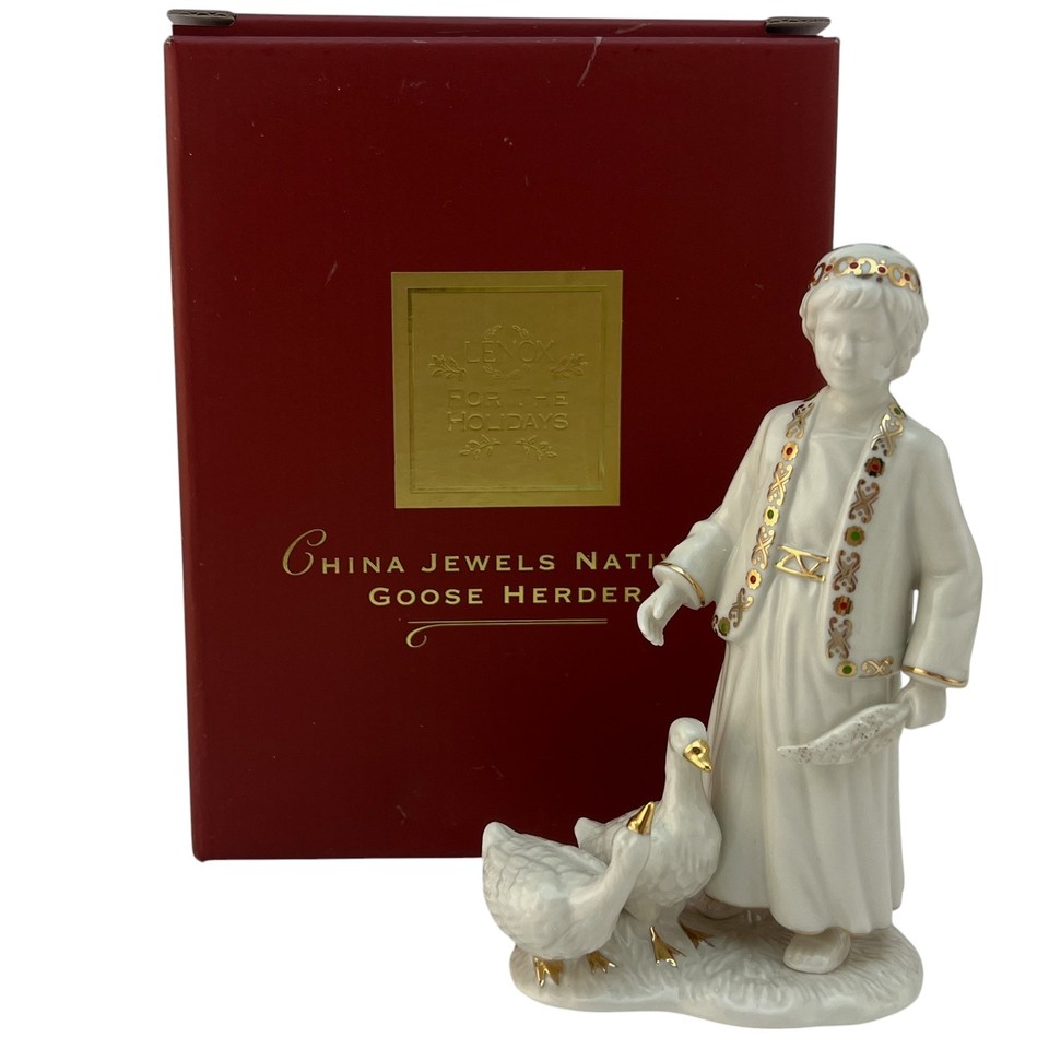 Lenox China Jewels Nativity GOOSE HERDER Figurine 1st Quality & Hard to ...