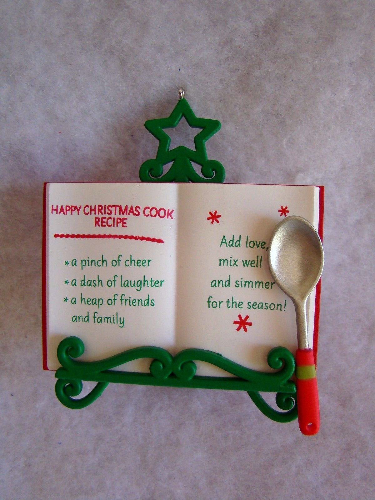New HALLMARK Recipe Happy Christmas Stand Cook Book Spoon 3 1/2 inches ...