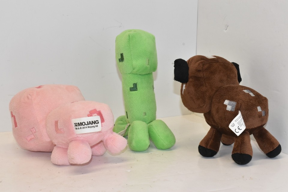 Minecraft PIG. COW, CREEPER Mojang Plush Stuffed Animal 2014 Character ...