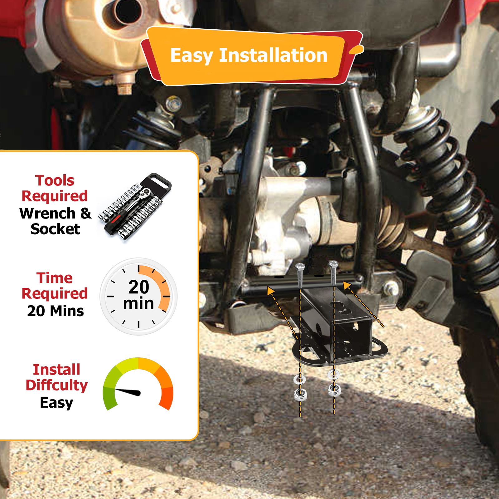 Rear 2" Receiver Hitch For Honda Rancher TRX 420 Solid Rear Axle 2009 ...