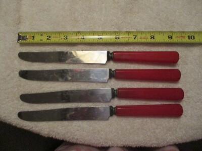 SET of (4) Vintage Bakelite RED Handled Table Knives ~ U.S.A. | eBay