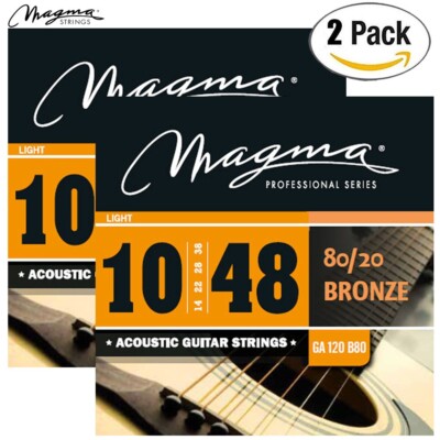 2-PACK Magma GA120B80 80/20 Bronze Acoustic Guitar Strings 10-48 Light | eBay