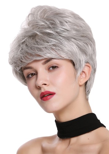 Women's Wig Woman Short Backcombed Voluminous Silver-Grey Light Grey ...