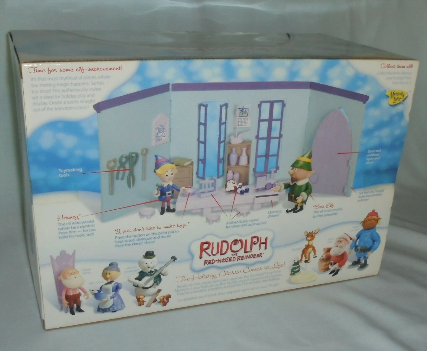 Elves Toy Shop Talking Playset Hermey Boss Elf Rudolph The Red Nosed ...