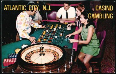 ATLANTIC CITY NJ Roulette Wheel Vintage Casino Postcard Old New Jersey ...