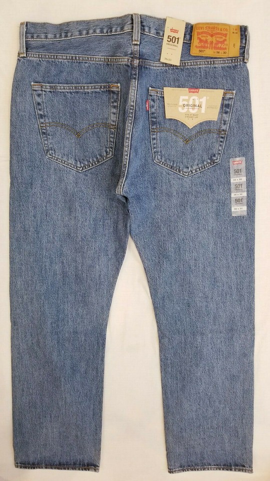 Levis 501 Original Fit Mens Jeans 36X30 Medium Stonewash W36L30 ...