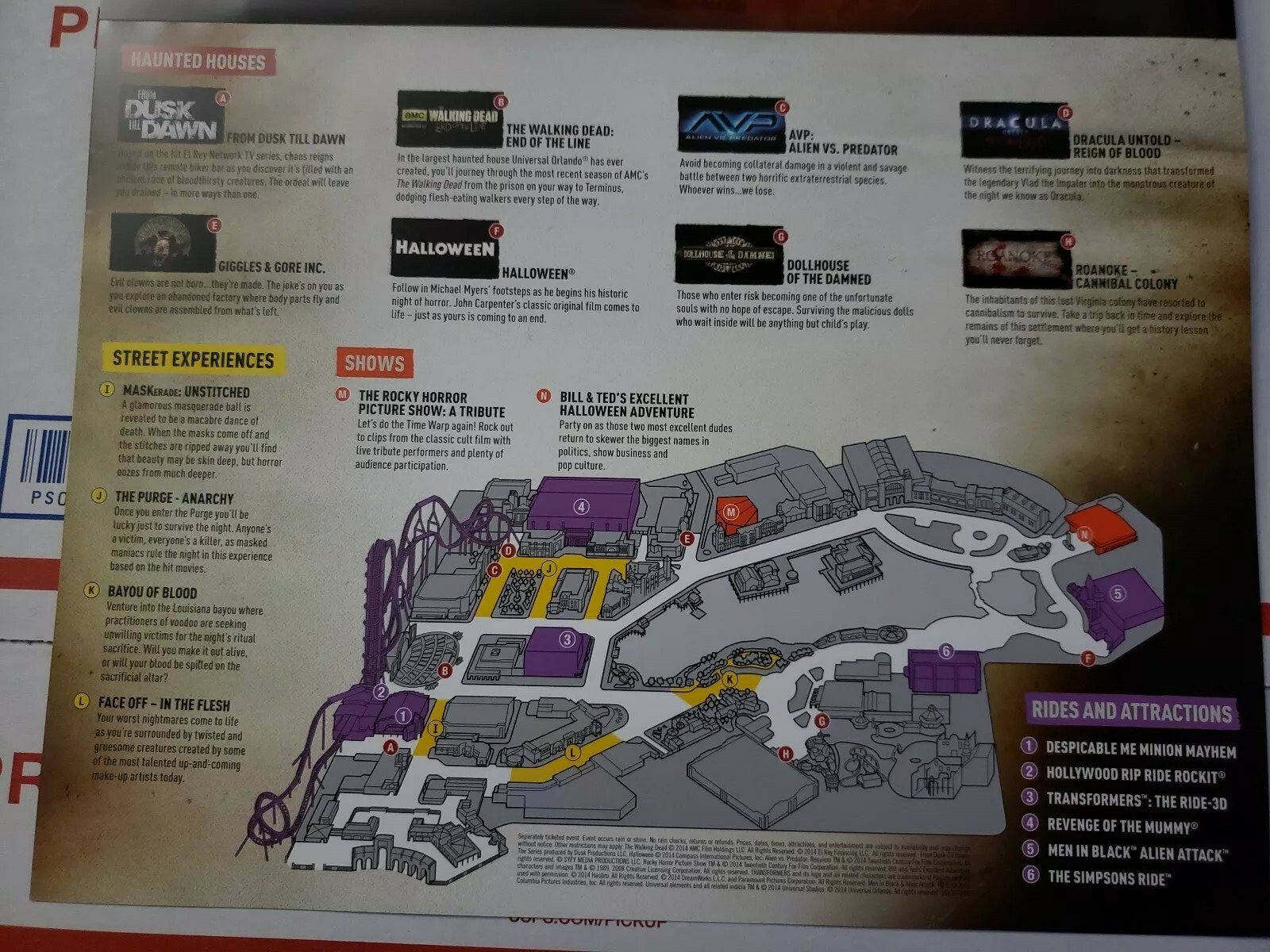 Universal Orlando Halloween Horror Nights 2014 HHN24 Event Map Walking ...