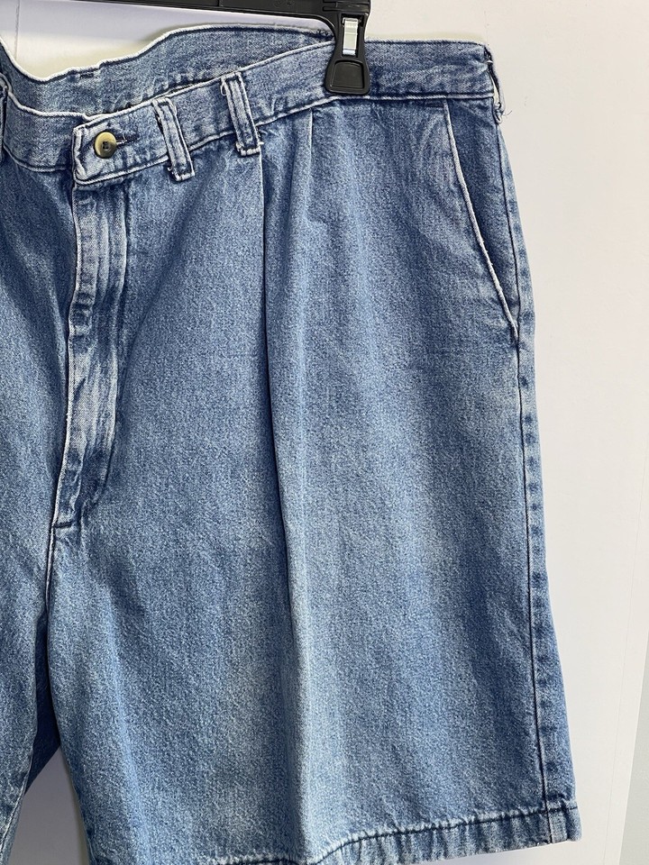 Wrangler hero shorts men's 44X8 blue denim Comfort waist pleated retro ...