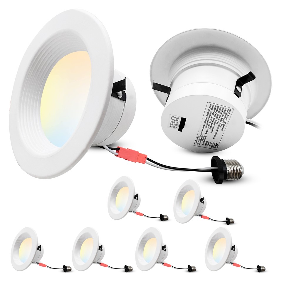 6/12 Pack 4'' LED Can Light Retrofit 5CCT Baffle Trim Matte White ...
