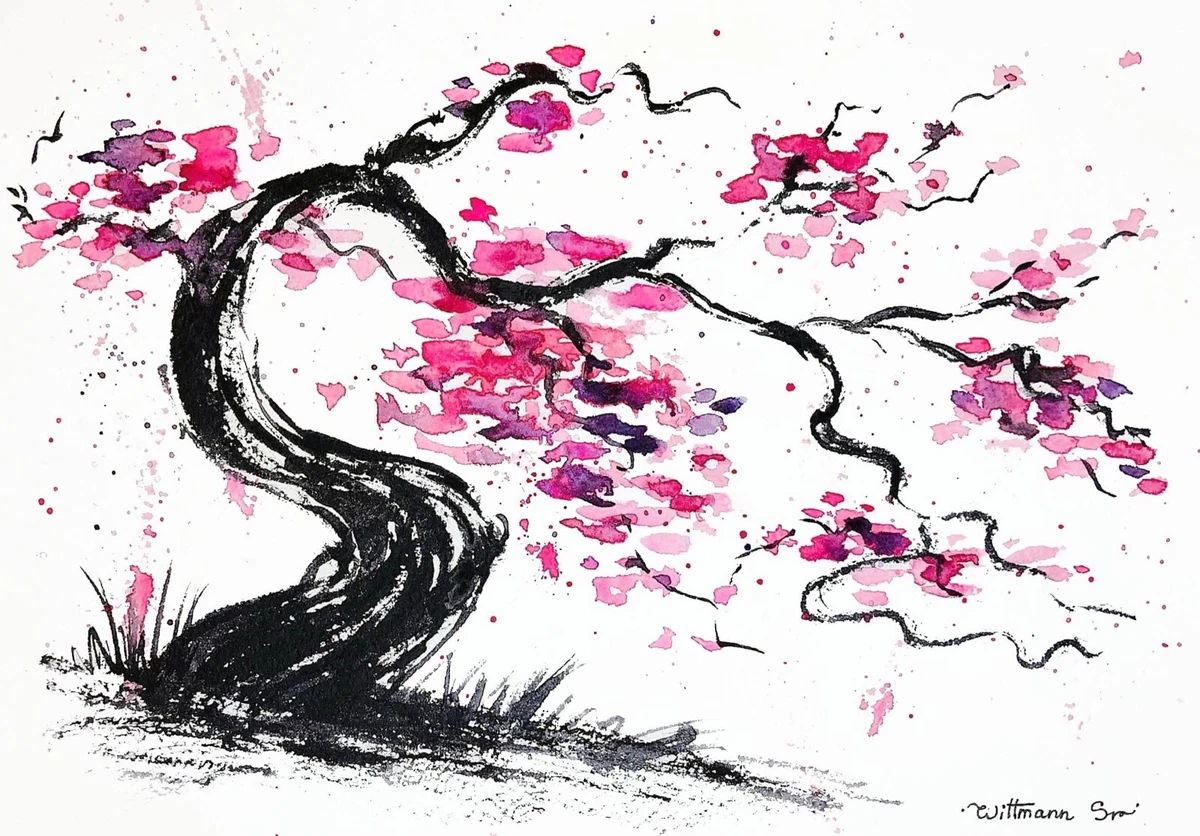 Japanese Cherry Blossom Tree Drawing