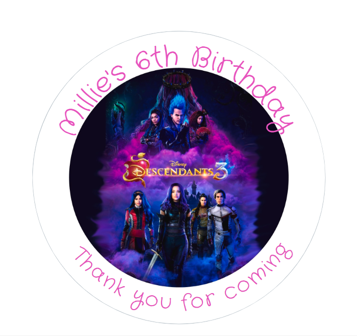 24 x Descendants 3 Personalised Party Bag Stickers Labels 4cm Matt | eBay