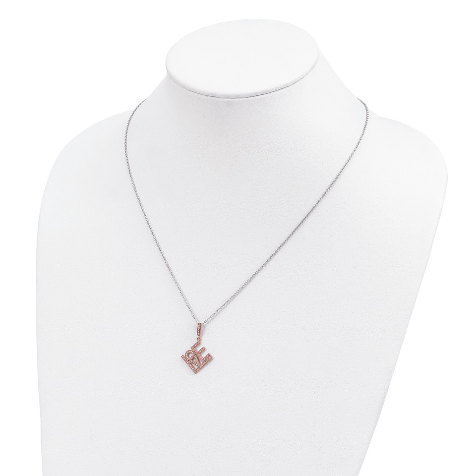 Brilliant Embers Silver Rose Gold-plated 68 Stone 18 inch Micro Pav CZ ...