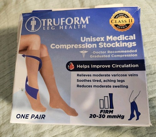 Truform Below Knee Closed Toe Compression Stockings 20-30 Beige LARGE ...