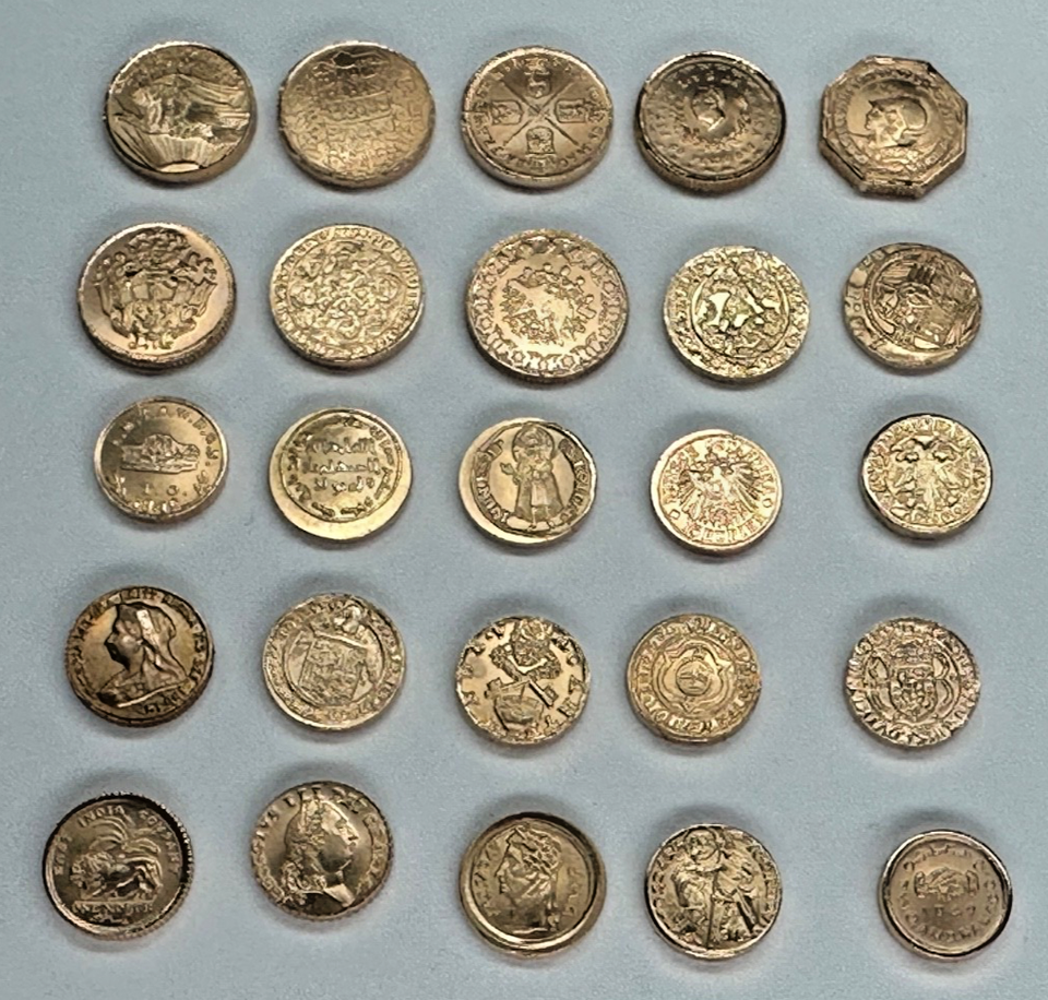 Set 50 Diff Solid 14K Gold World Mini Coins Franklin Mint 1981 25 ...