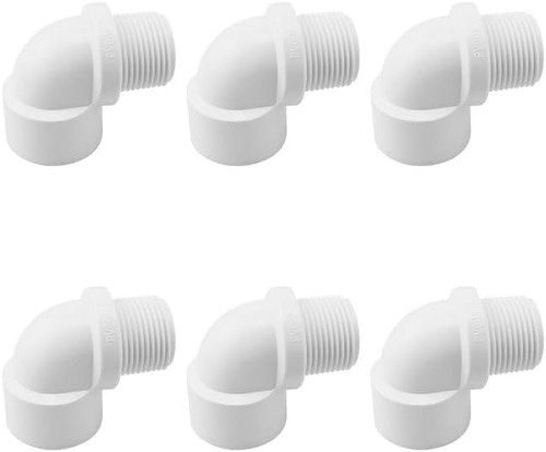 6PCS White 90 degree Street Elbow Coupling 3/4'' PVC Male Thread to ...
