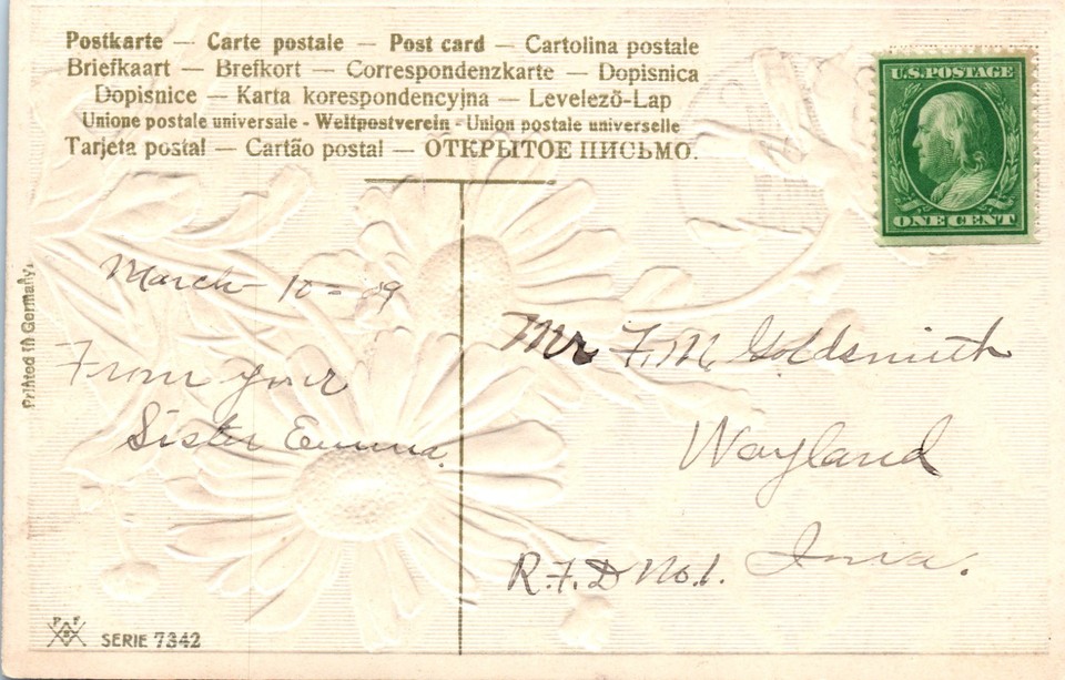 Vintage - Lovely Purple Cone Flowers Silver Embossed Birthday ...