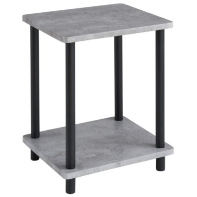 2 Tier Side Table Concrete Effect Top with Shelf Living Room Coffee End ...