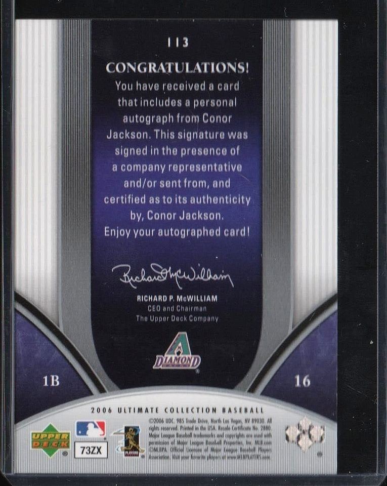 Conor Jackson 2006 UD Ultimate Rookie Signatures RC Autograph 014/180 ...