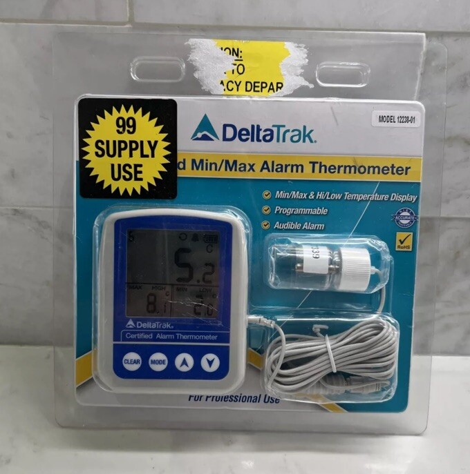 DeltaTrak 12238 Certified Min-Max Alarm Vaccine Temp Thermometer | eBay