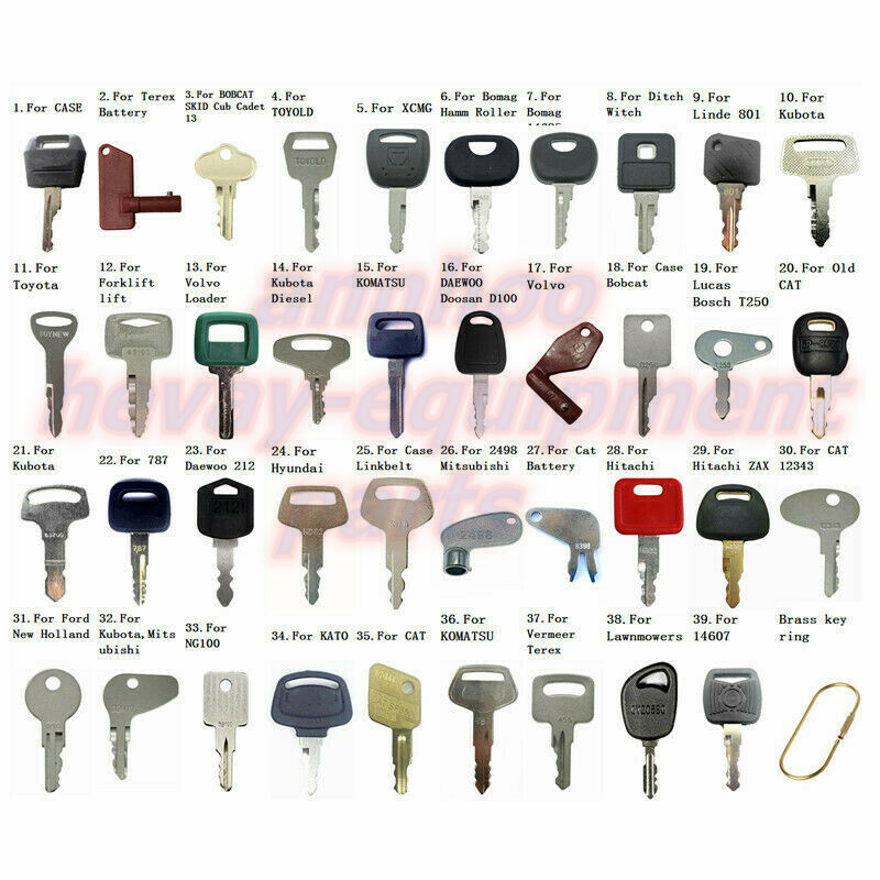 39pc Heavy Equipment Key Set Construction Ignition Keys for Bomag ...