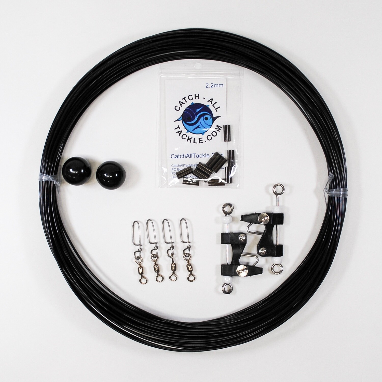 Black Line Outrigger Kit -Stop Balls,Outrigger Clips, Snaps,Crimps, 100 ...