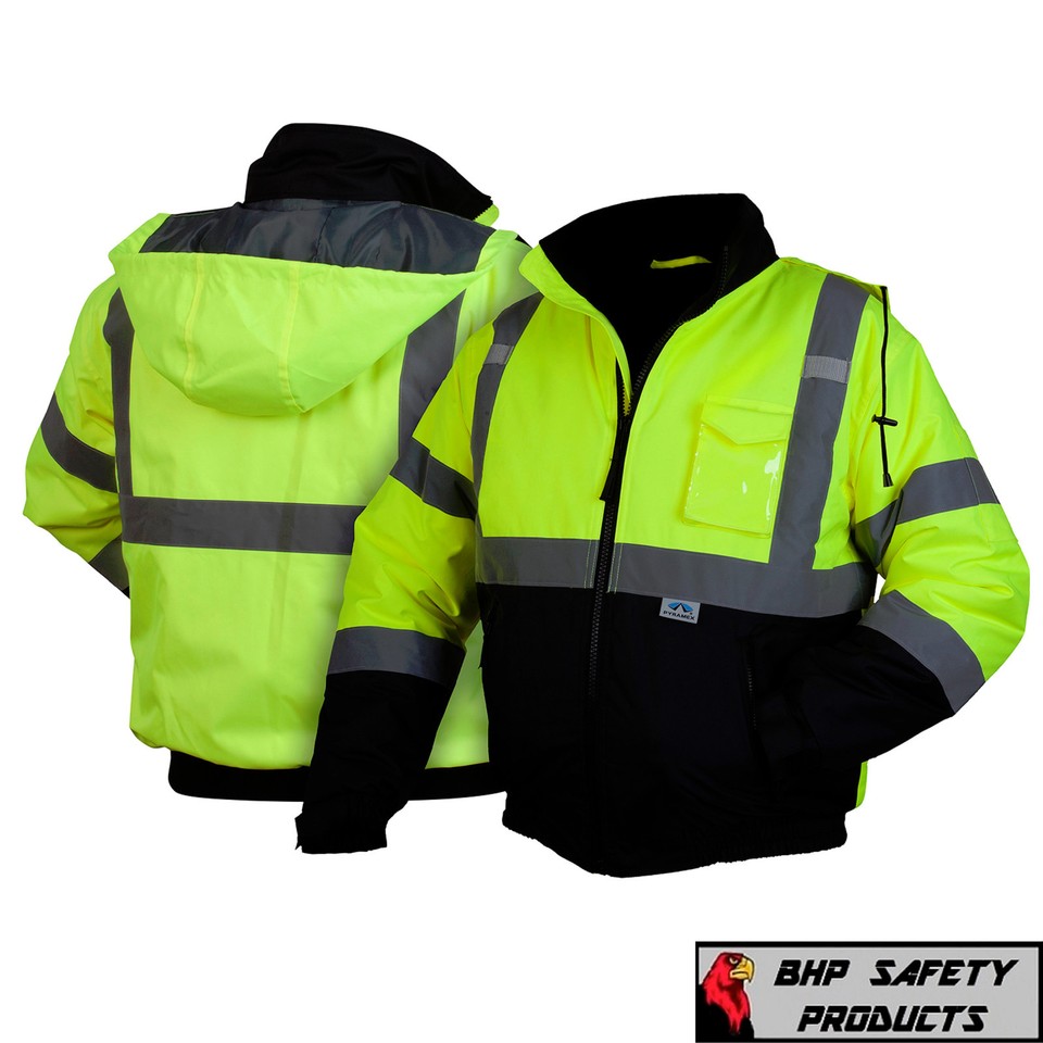 HIGH VISIBILITY INSULATED HI VIS REFLECTIVE ROAD WORK SAFETY BOMBER ...