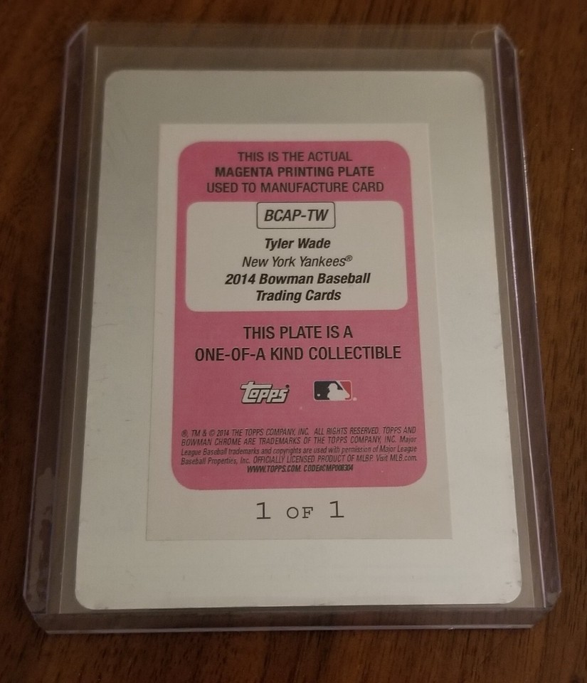 2014 Bowman Prospect Chrome Printing Plate Magenta 1/1 Tyler Wade Auto ...