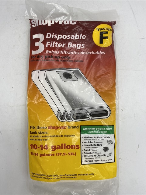 Shop-Vac 90662 Disposable Filter Bags Type F 10-14 Gallons 3ct for sale ...