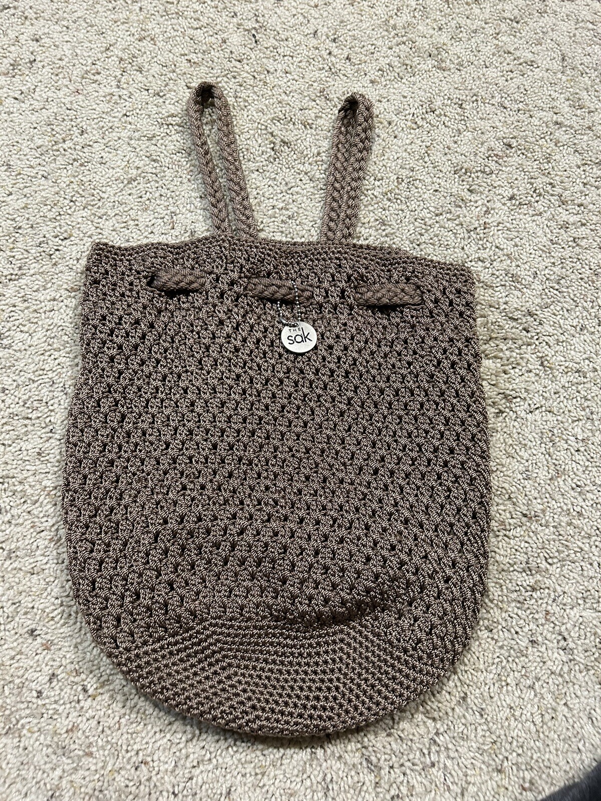 THE SAK Crochet Drawstring Bucket Backpack Slingback … - Gem