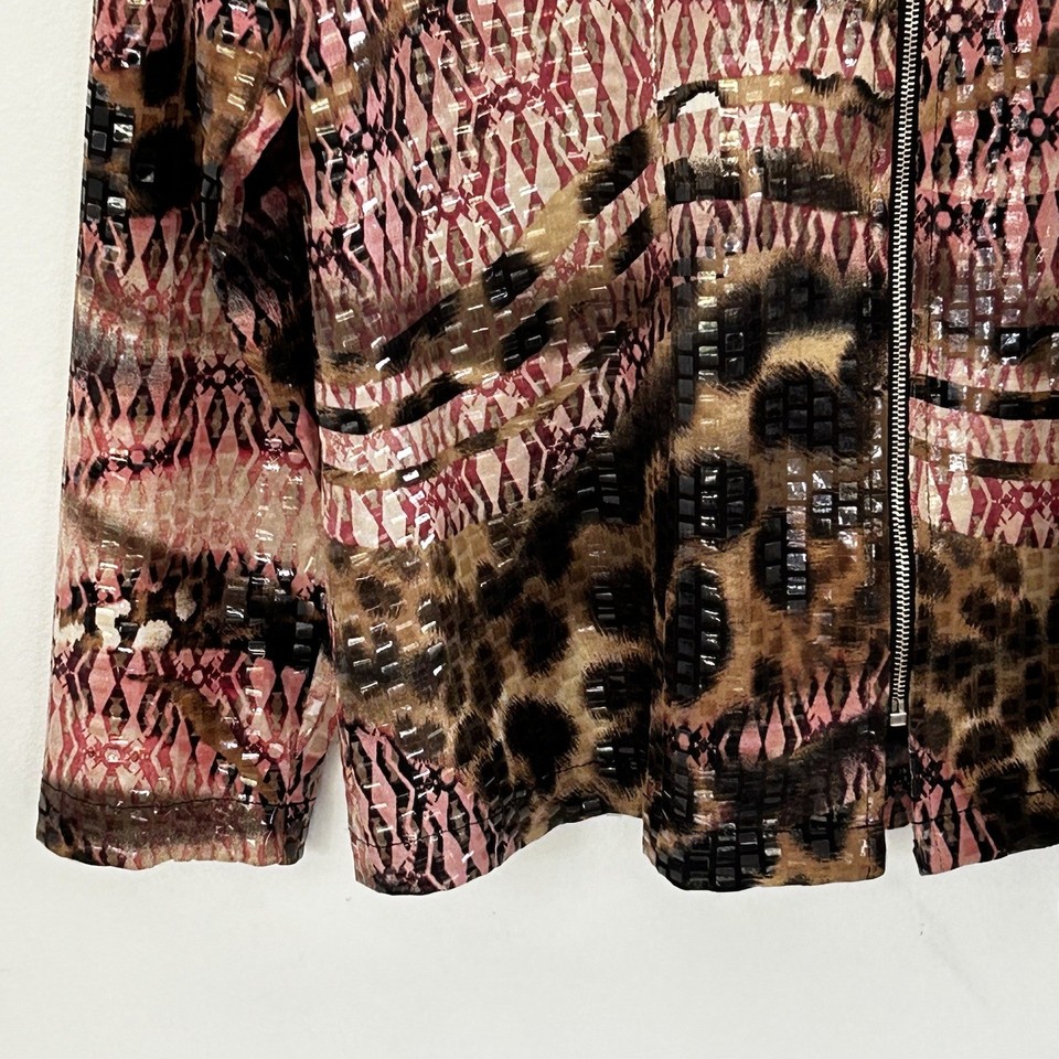Misook Jacket Size Small Zip Front Animal Print Shiny Collar Artsy ...