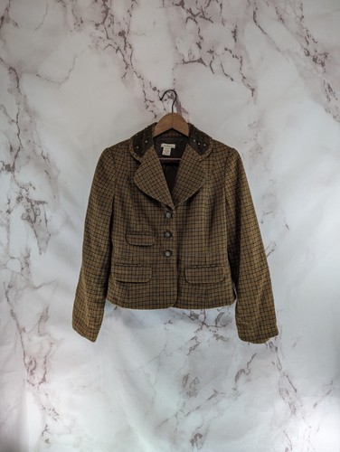 Sundance Blazer Womens Small Brown Plaid Wool Jacket 3 Button Academia ...