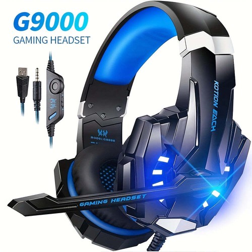 G9000 Over-Ear Gaming Headset - Noise-Canceling Mic, LED Lights, Soft ...