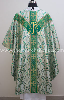Green metallic gothic vestment, stole & mass set ,Gothic chasuble ...