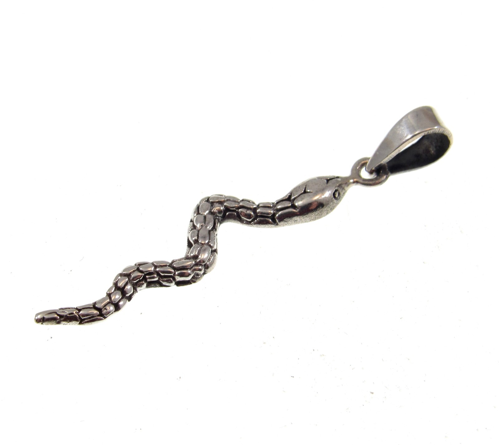Solid 925 Sterling Silver Slithering Snake Charm Pendant, Unique ...