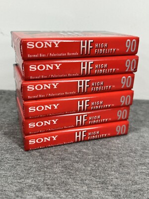 Lot of 6 Brand New SONY HF 90 Minute Blank Audio Cassette Tapes. High ...