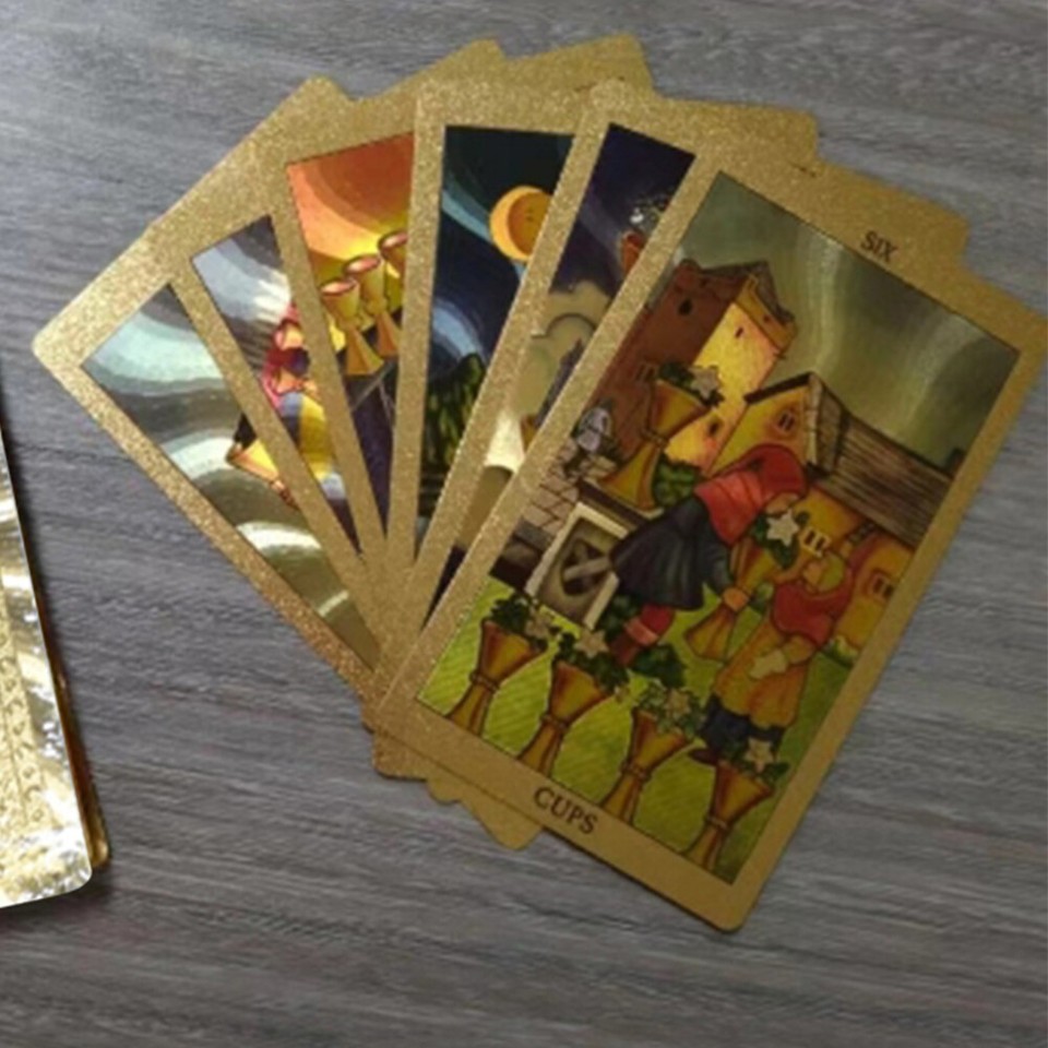 Golden Tarot Card Deck with 3 Back Graphics Tarot Board Game for Friend ...