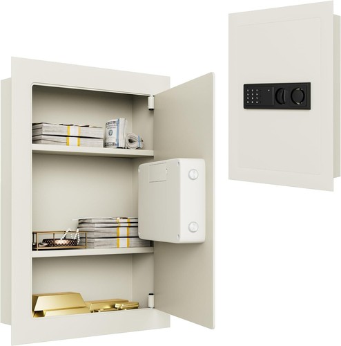 0.8CF Digital Flat Recessed Wall Safe Home Security Lock Gun Cash Box ...