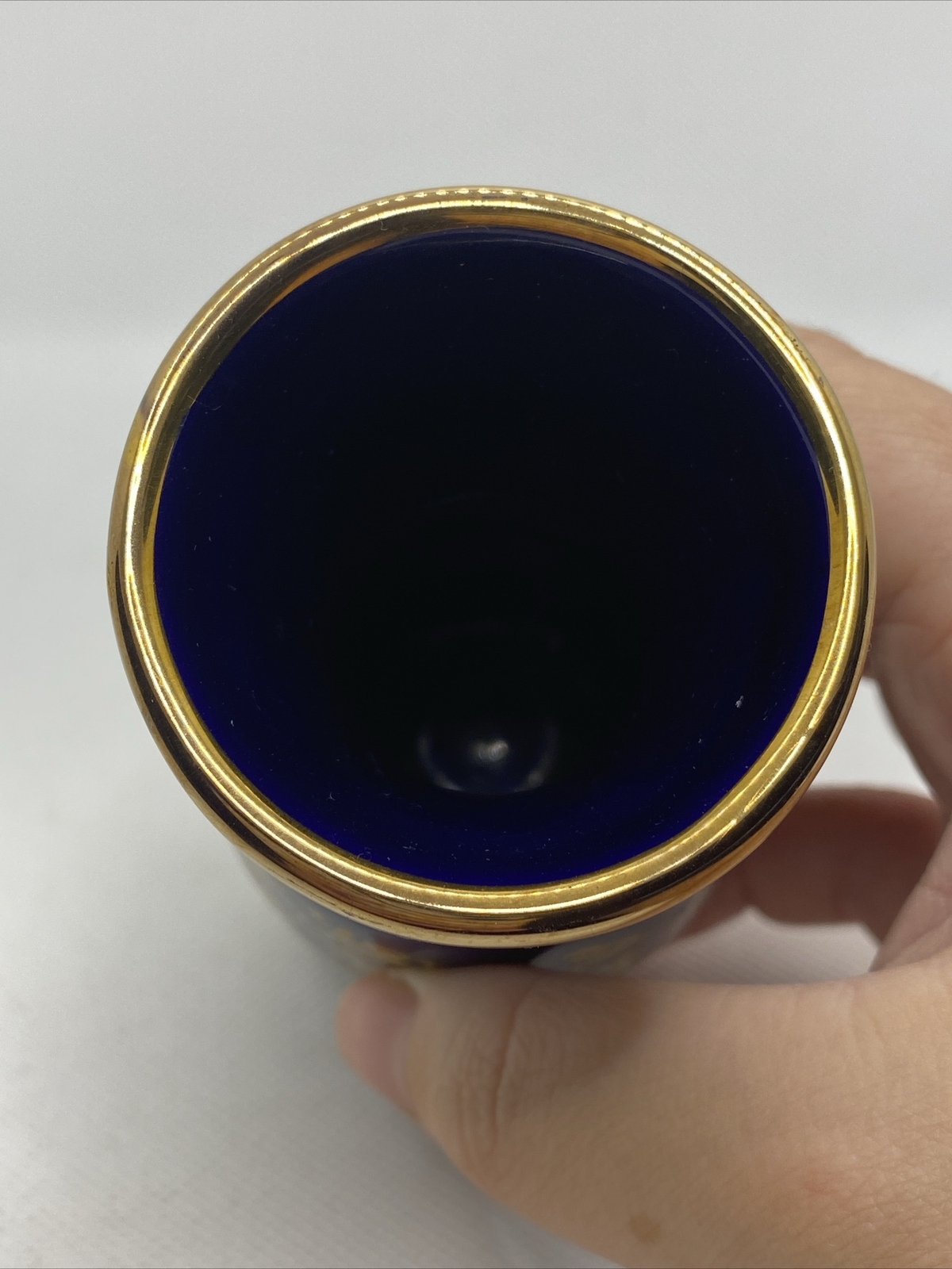 DARK BLUE GREEK CERAMIC VASE ETCHED IN 24 KARAT GOLD HANDMADE IN GREECE ...