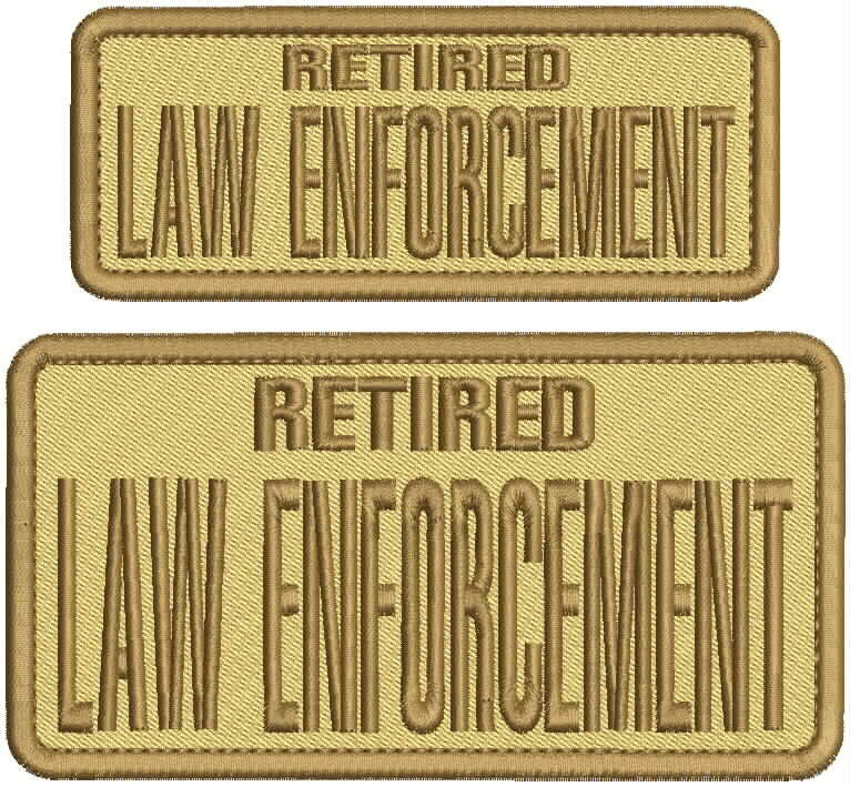 Retired Law Enforcement embroidery patch 3x6 and 2x5 hook tan with ...