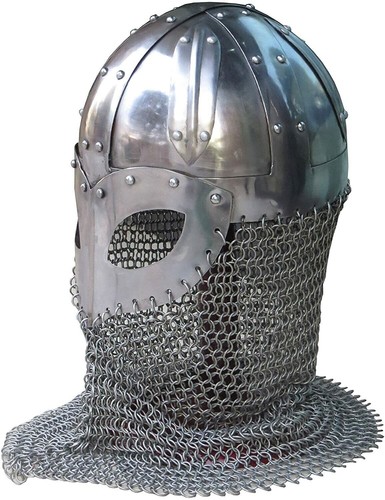 Historical Medieval Viking Helmet Battle Armor+18G Steel with Chain ...