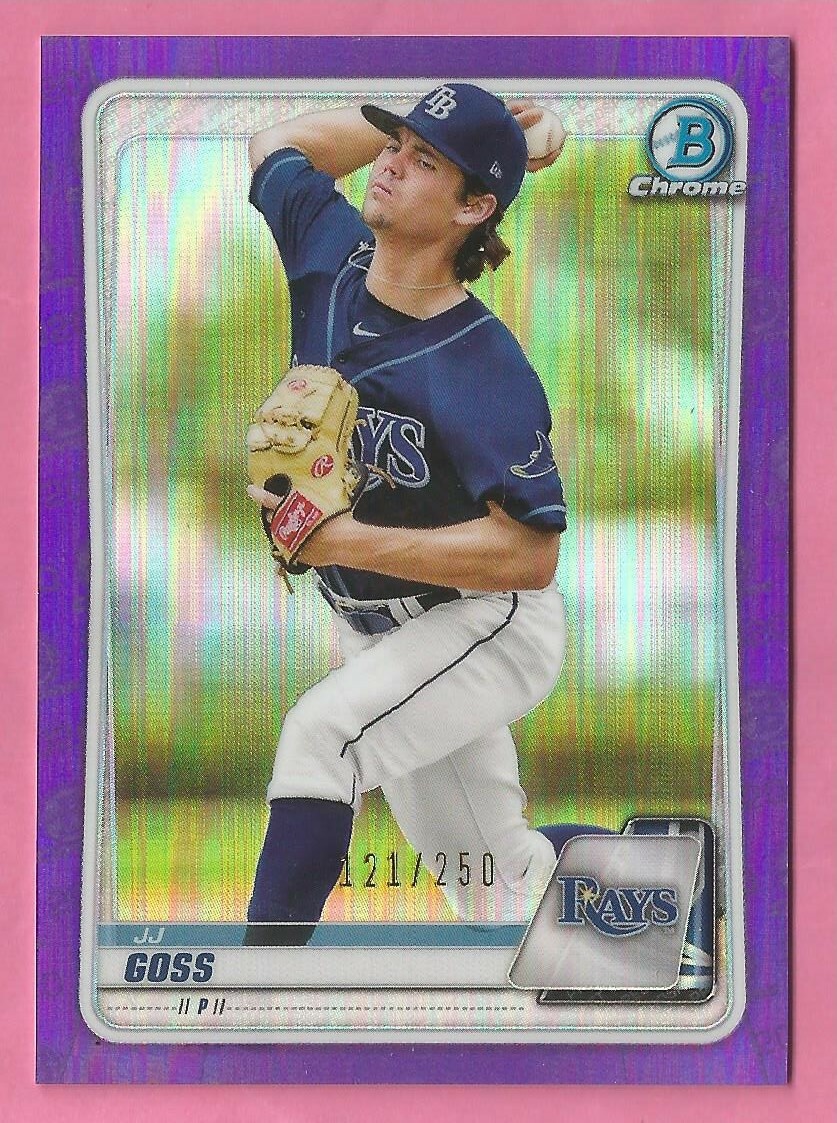 2020 Bowman Draft Baseball J. J. Goss Purple Refractor Tampa Bay Rays ...