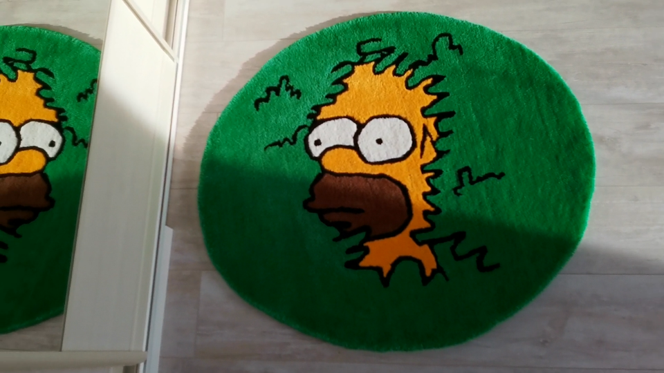 Homer Simpson in Bush Handmade Custom Tufted Rug THe Simpsons floor ...