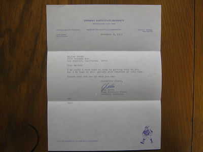 JOHN LEVRA Signed 1973 Personal Letter STEPHEN F. AUSTIN State ...