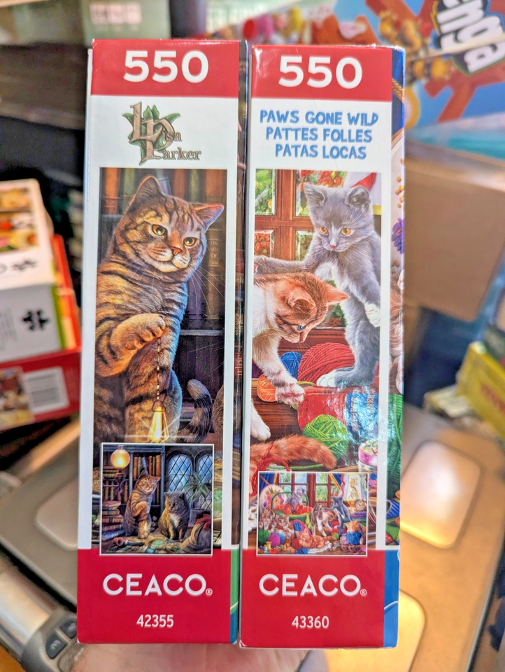 LOT of 2 550 pc Puzzles CATS / PAWS GONE WILD + NIGHT SPIRIT UNCOUNTED ...