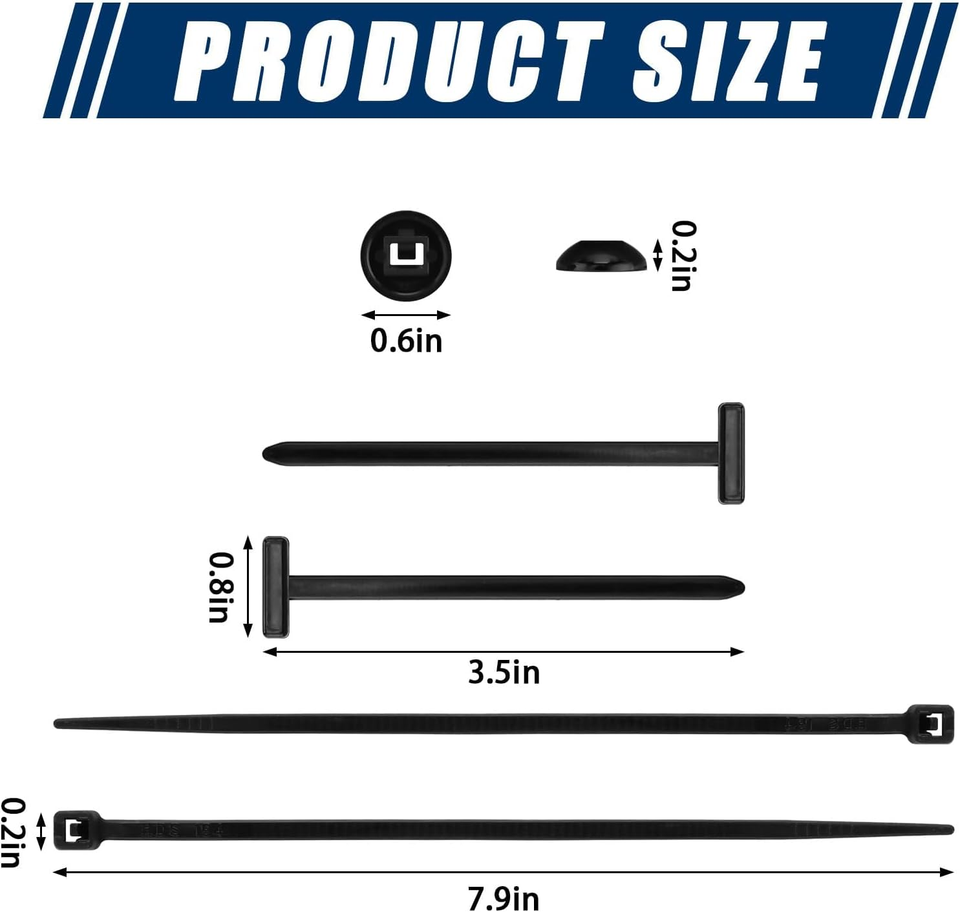 200 PCS Grip Auto Zip Tie Buckles, Nylon Universal Cable Tie Buckle ...